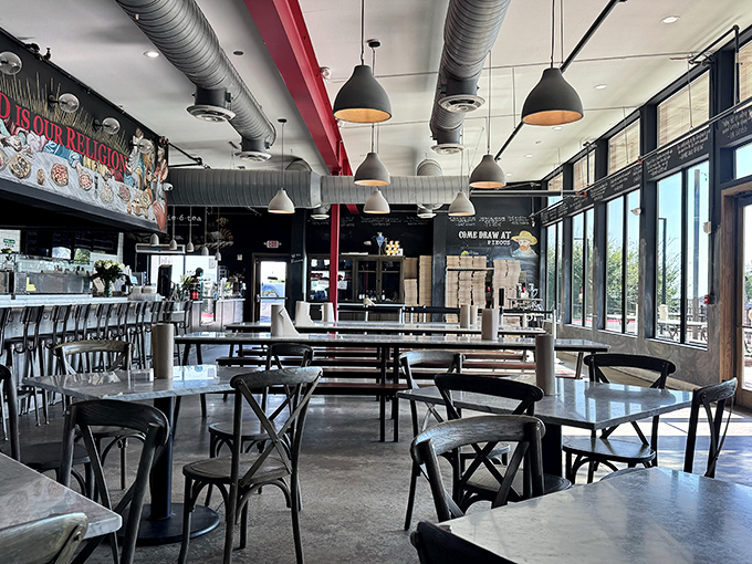 Step into carb heaven! The industrial-chic interior of Pieous is like a love letter to comfort food, with a side of Austin cool.