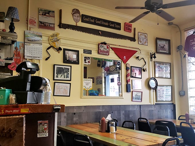 Step into a time capsule of Americana! The Grill's walls are a tapestry of memories, each photo and knick-knack telling its own delicious story.