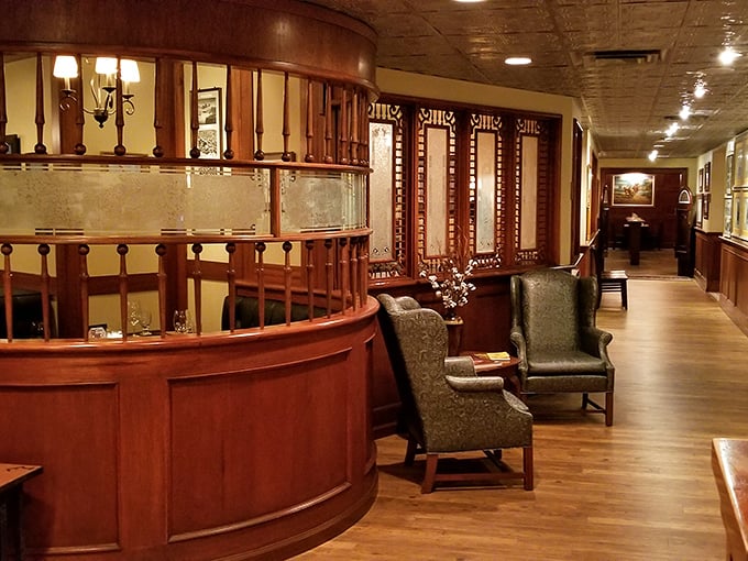 Step into a time machine disguised as a dining room. The Stockyards' interior whispers tales of cattle barons and culinary conquests.