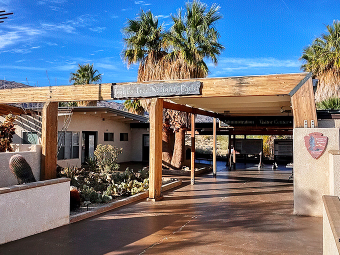 Welcome to Joshua Tree National Park, where the visitor center looks like it could be Fred Flintstone's vacation home. Yabba dabba do some exploring!