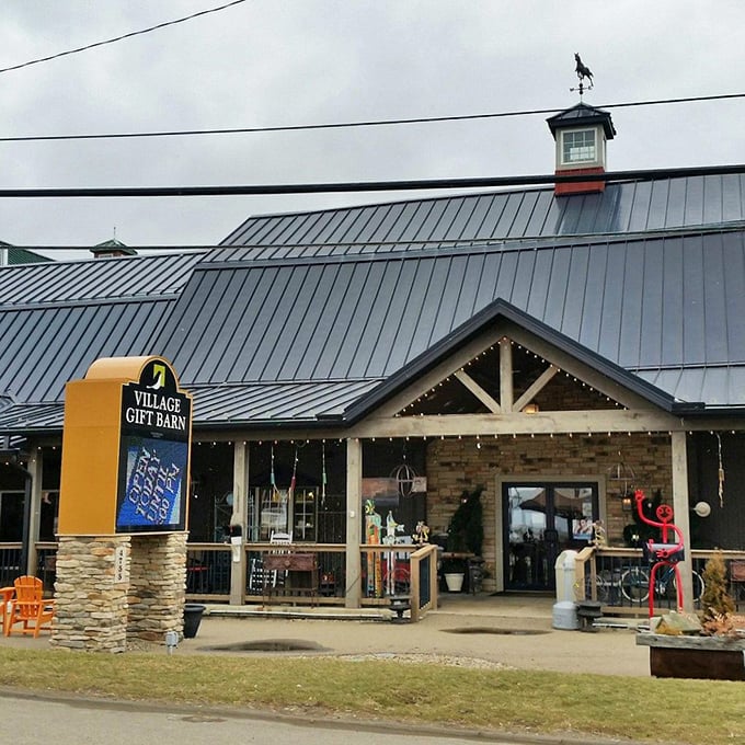 Step right up to the gift-giving extravaganza! This entrance is like a portal to a world where "I have everything I need" becomes "I need everything I see."