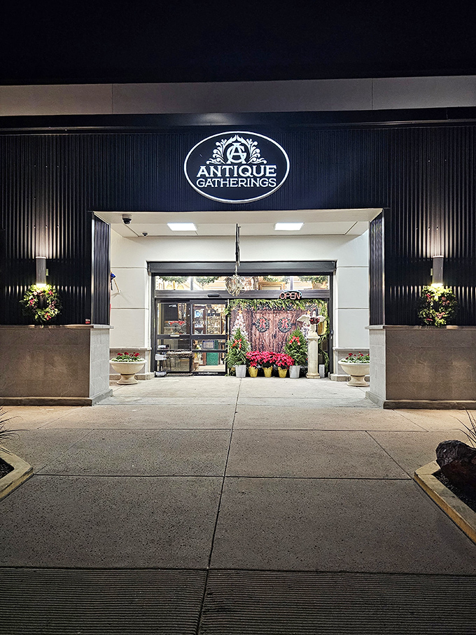 Step into yesterday! The entrance to Antique Gatherings beckons with the promise of vintage delights and retro surprises.