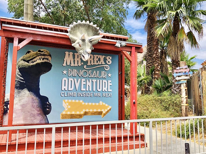 Step right up to Mr. Rex's wild ride! This entrance promises an adventure 65 million years in the making.