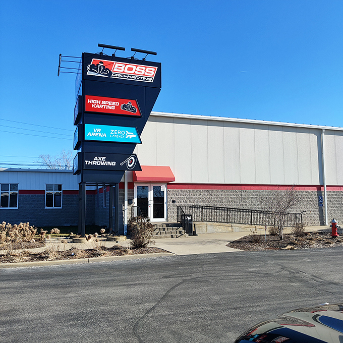 Welcome to speed paradise! This entrance is your gateway to high-octane thrills and axe-throwing chills.