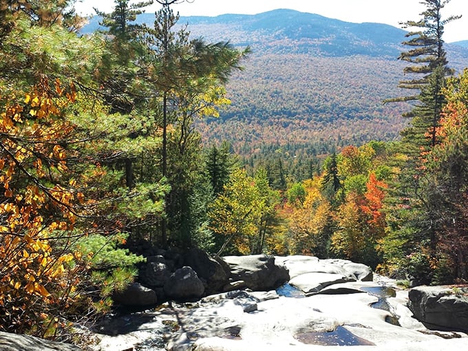 Autumn's paintbrush transforms Step Falls into a masterpiece. Bob Ross would be proud of these "happy little trees."