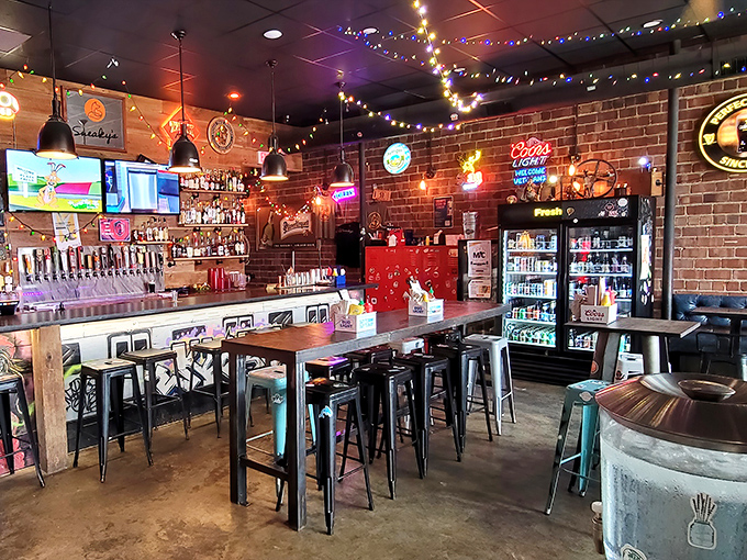 Step inside and let the twinkling lights guide you to burger nirvana. It's like your cool friend's garage got a gourmet makeover &ndash; complete with frosty brews on tap.