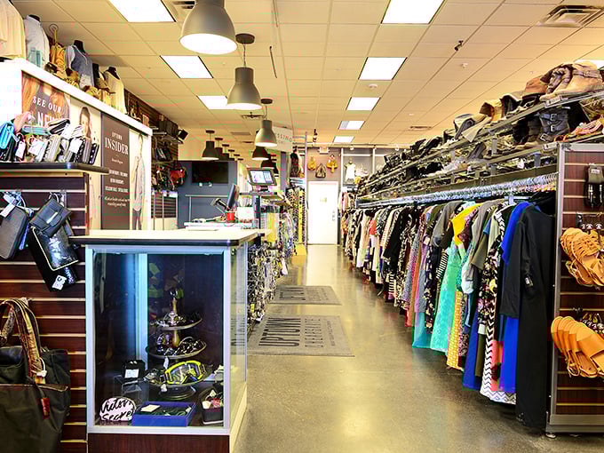 Step into a wonderland where fashion dreams come true on a budget. This interior view showcases a cornucopia of sartorial delights.