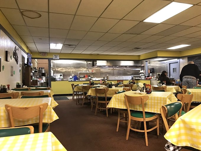 Yellow checkered tablecloths and cozy booths &ndash; it's like dining in your grandma's kitchen, if grandma could cook for an army.