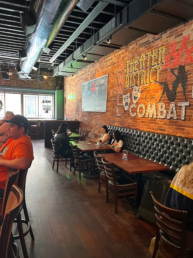 Industrial chic meets cozy comfort. It's like your cool friend's loft apartment, but with better food and no judgmental cat.