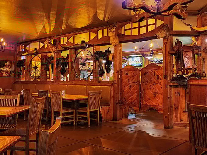 Step into a time warp where John Wayne meets Gordon Ramsay. The Steak Out's interior is a carnivore's dream, with enough cowboy flair to make you say "yeehaw!"