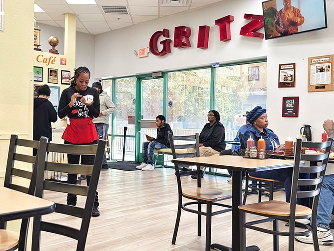Step inside and feel the warmth! With its cozy ambiance and vibrant artwork, Gritz Cafe serves up a side of culture with every meal.