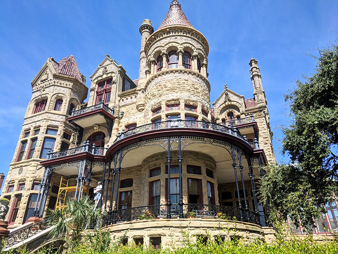 "If Cinderella and the Alamo had an architectural love child..." The Palace's intricate stonework and soaring turrets are a feast for the eyes.