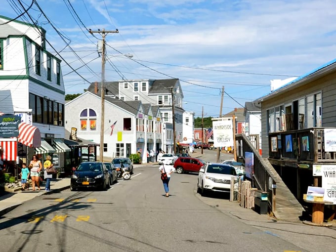 Main Street or memory lane? Boothbay Harbor's downtown feels like stepping into a Norman Rockwell painting, complete with charming shops and that unmistakable small-town vibe.