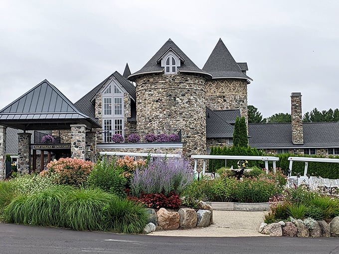 Stone towers and blooming flowers greet visitors, making you wonder if you've stumbled into a Renaissance painting or a Michigan marvel.