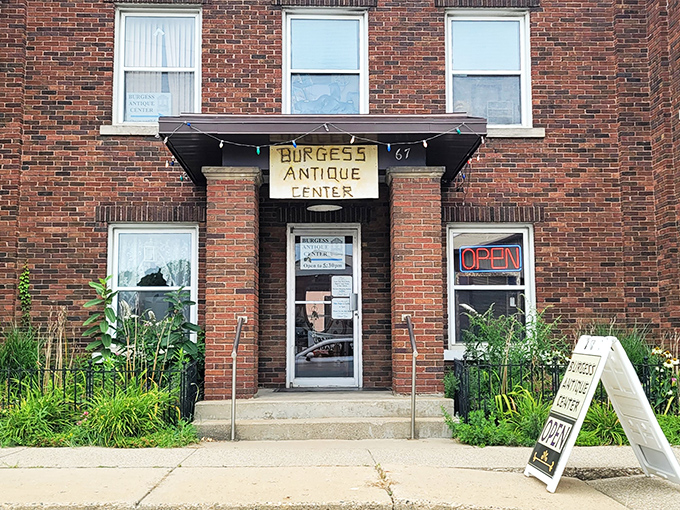 "Open sesame!" The unassuming entrance to Burgess Antique Center beckons like a portal to the past. Who knows what treasures await beyond those doors?