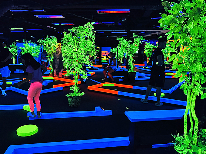 Inside, it's a fluorescent fever dream. Imagine if Picasso and a disco ball had a love child &ndash; that's the vibe here, folks!