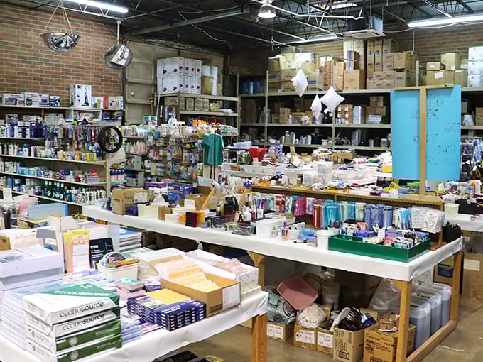 Organized chaos or chaotic organization? This stall is a treasure hunter's dream, with everything from office supplies to mystery gadgets.