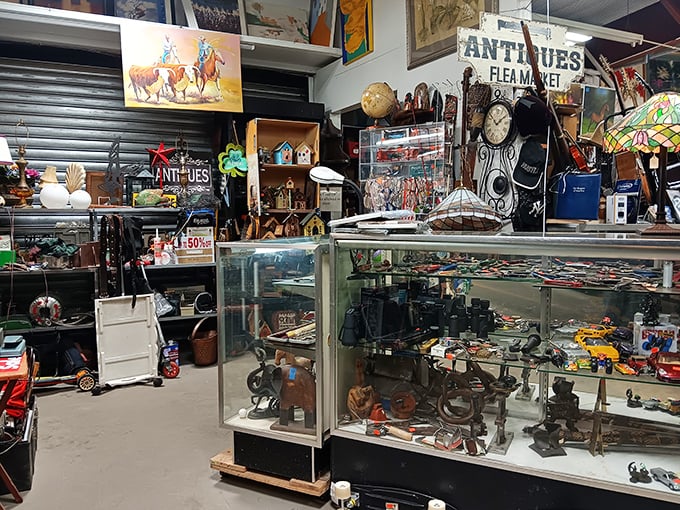 Antique wonderland or time machine? This booth's got enough nostalgia to make your grandma say, "I had one of those!"