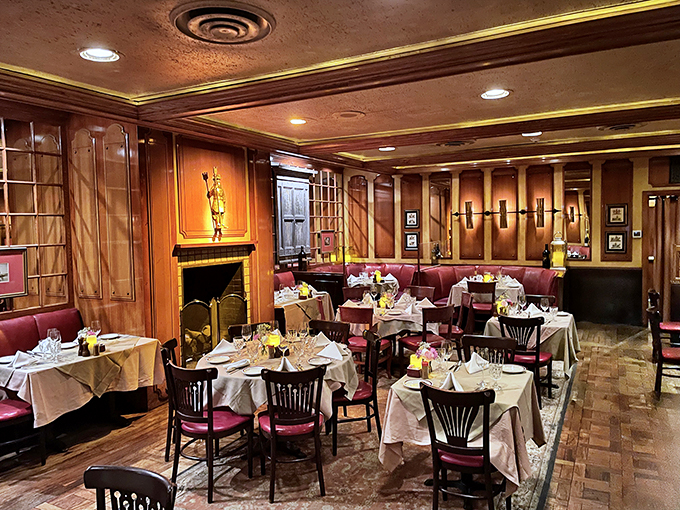 Step into a time machine of taste! This warm, wood-paneled dining room whispers tales of countless memorable meals and laughter-filled evenings.