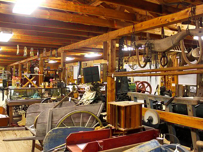 Step inside and prepare for sensory overload! This isn't your grandma's attic – it's a wonderland of wooden beams and vintage curiosities.