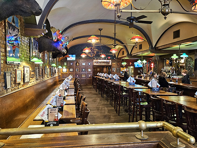 Vaulted ceilings, warm wood tones, and a moose that's seen it all. This isn't just a bar; it's a living, breathing slice of Minneapolis history.
