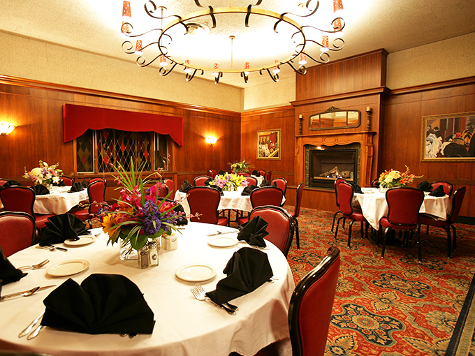 Step into a time warp where Mad Men meets Midwest charm. This dining room whispers tales of power lunches and romantic rendezvous gone by.