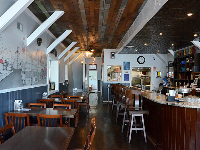 Step into a time warp with a modern twist: Estelle's interior blends rustic warmth with urban chic, like your grandma's kitchen got a HGTV makeover.