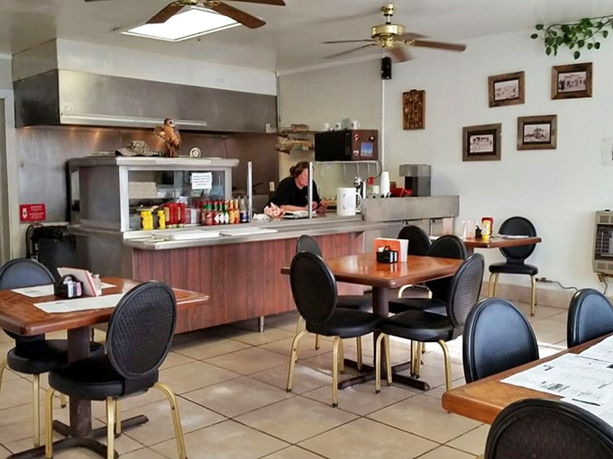 Step inside and travel back in time! The Dinky Diner's interior is a cozy blend of retro charm and small-town hospitality that'll make you want to stay all day.