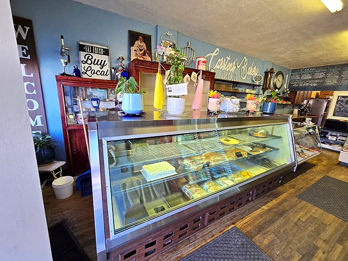 Step into a time capsule of comfort! This cozy interior is where nostalgia meets your sweet tooth, complete with a "Buy Local" sign that's less suggestion, more delicious commandment.