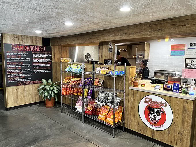 Step inside and feast your eyes! Lucinda's interior is a wood-paneled wonderland where sandwich dreams come true.