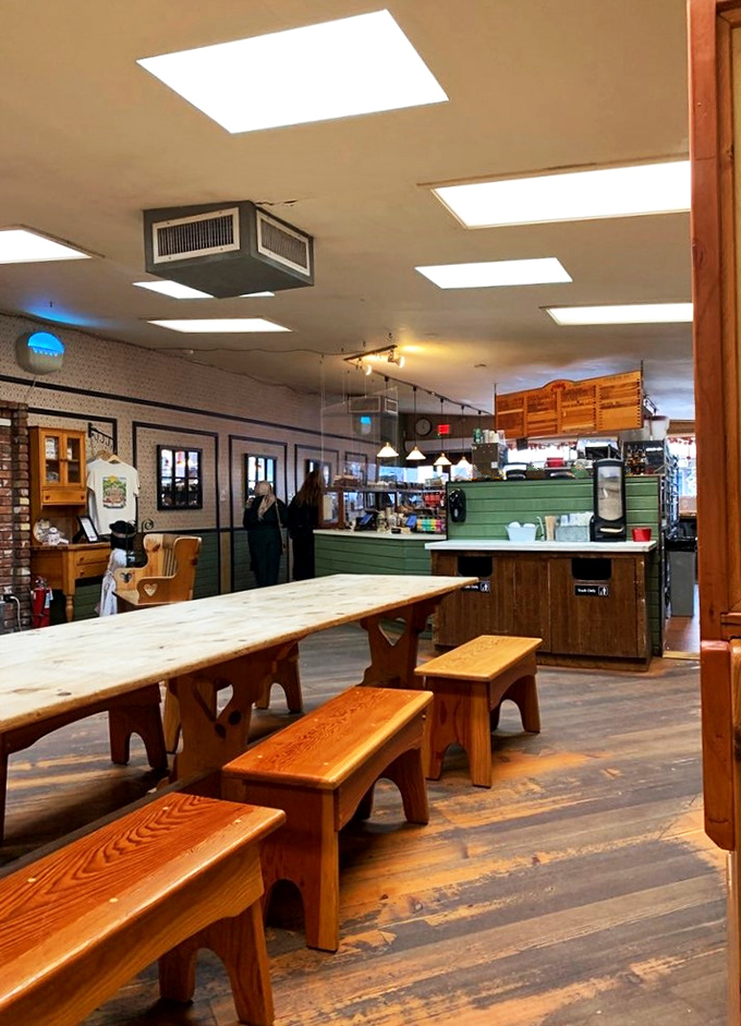 Wooden benches and country charm &ndash; it's like stepping into your grandmother's kitchen, if grandma could bake for an army.