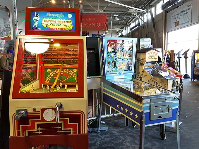 Behold the time-traveling playground! Vintage baseball games rub shoulders with classic pinball machines, creating a symphony of lights, sounds, and nostalgia that would make even Marty McFly dizzy.