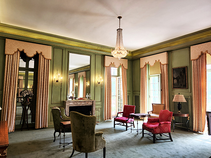 Step into a room where Jane Austen characters might gossip over tea. The chandelier's not bad either!