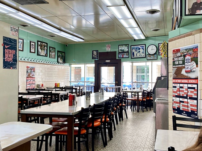 Step into a time machine disguised as a diner. The retro interior whispers tales of countless satisfied customers and Detroit's storied past.