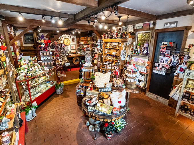 Sensory overload in the best way possible! Every nook and cranny bursts with colorful trinkets, each vying for your attention. It's like a Where's Waldo of gift shops!