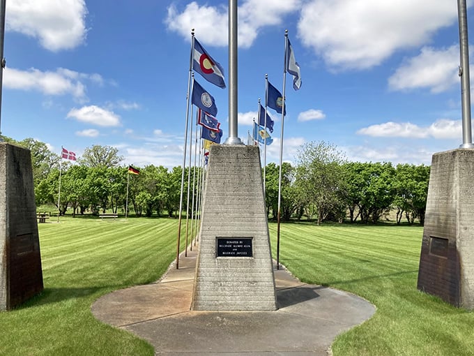 Flags flutter in the breeze, a colorful salute to this avian celebrity. Who knew bird-watching could be a neck-craning affair?