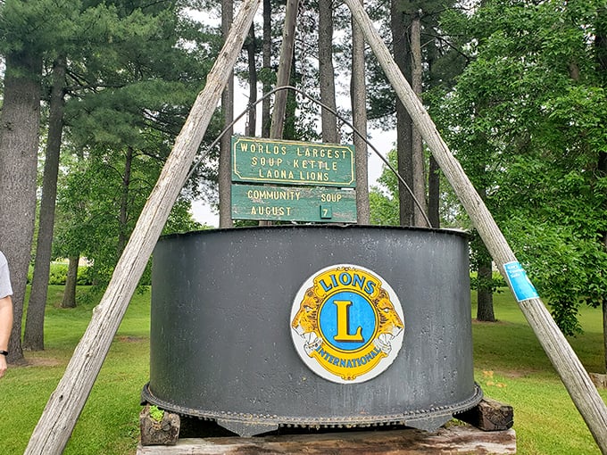 Talk about a pot calling the kettle... enormous! This giant cauldron could give Paul Bunyan's coffee mug a run for its money.