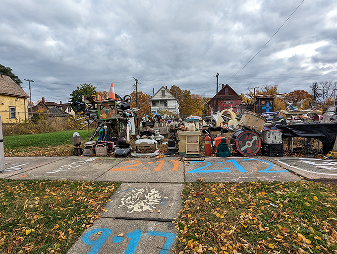 Junk or genius? This eclectic assemblage turns trash into treasure, proving one person's clutter is another's masterpiece.