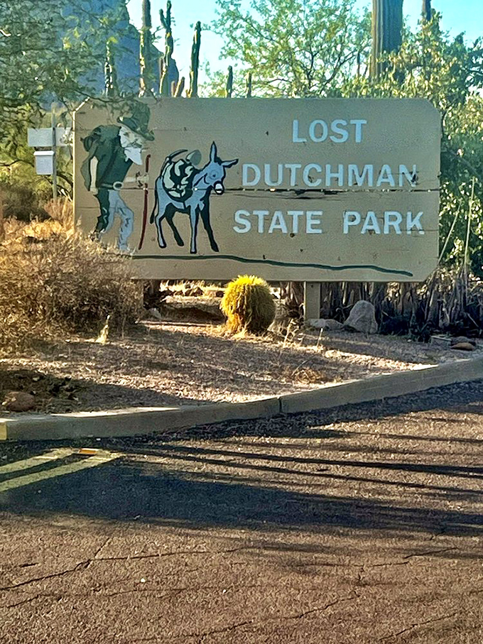 "Lost Dutchman or Found Paradise?" This sign marks the gateway to a world of rugged beauty and legendary tales. Time to channel your inner explorer!