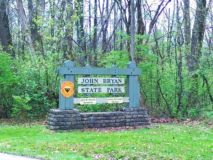 "Welcome to John Bryan State Park, where the sign says 'park' but your inner child reads 'paradise'!"