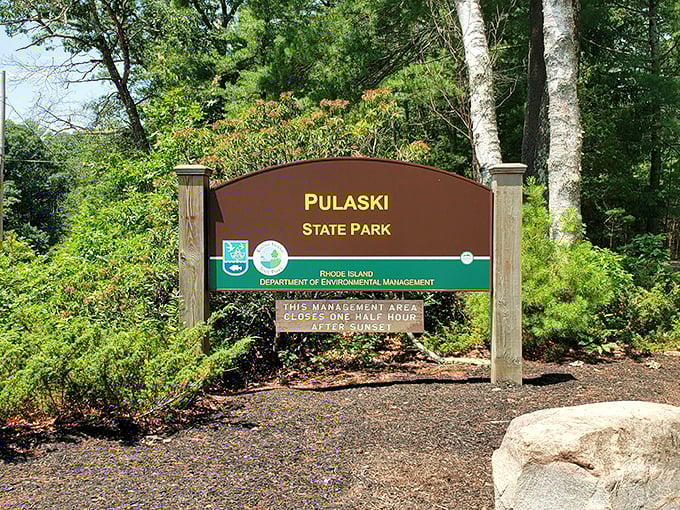 "Welcome to Pulaski State Park," the sign proclaims. It's like nature's own version of a 'You Are Here' sticker, but way more inviting.