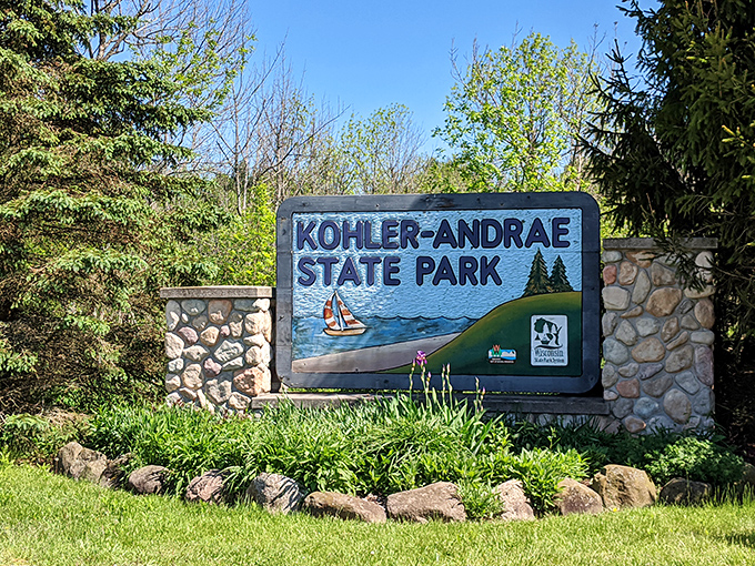 Welcome to paradise, Wisconsin-style! This sign promises adventure, relaxation, and maybe a surprise encounter with a friendly Midwest yeti.