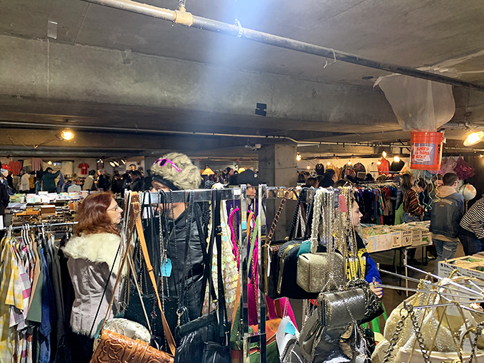 Dive into a sea of vintage delights! This underground bazaar is like your coolest aunt's attic, if she collected everything from flapper dresses to lava lamps.