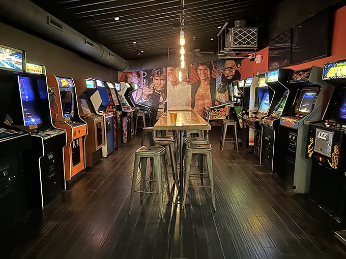 16-Bit Bar+Arcade: Where Pac-Man meets cocktail hour! Sip on a "Princess Peach" while battling ghosts &ndash; it's adulting done right.