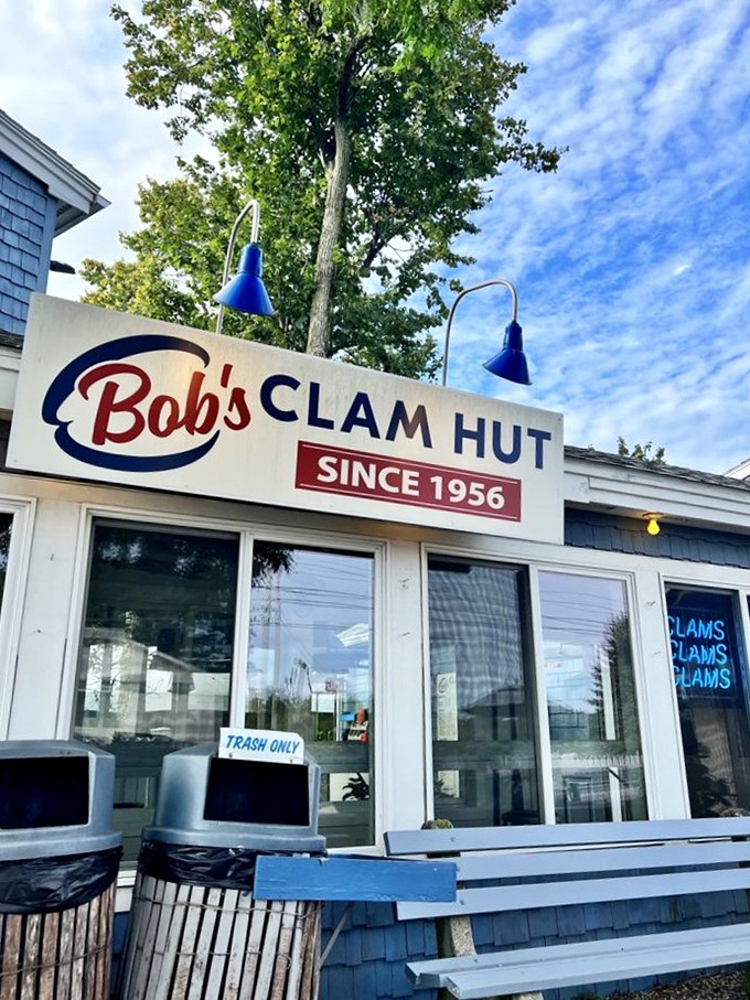 Bob's Clam Hut: Where clams go to fulfill their crispy destiny. This blue-trimmed shack has been serving up golden-fried happiness since 1956.