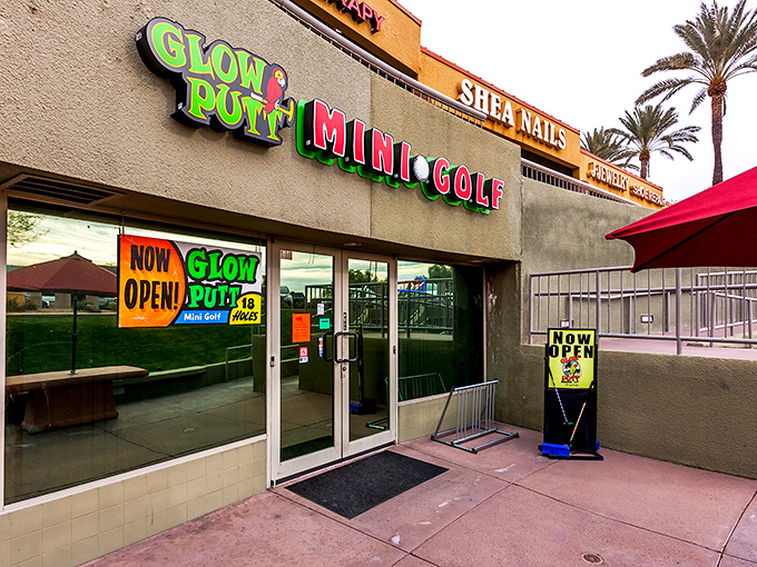 Glow Putt Mini Golf: Where day-glo meets day trip. It's like putting through a disco fever dream &ndash; sunglasses optional, fun mandatory!