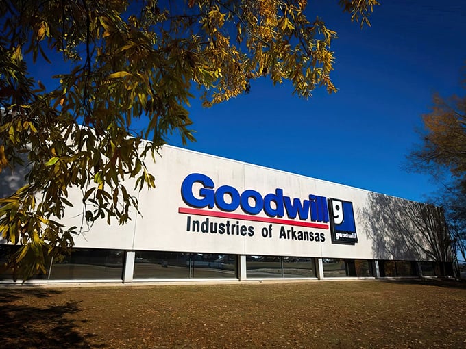Goodwill's Arkansas HQ: The Fort Knox of thrift stores. This massive white building houses more hidden gems than Indiana Jones could shake a whip at.
