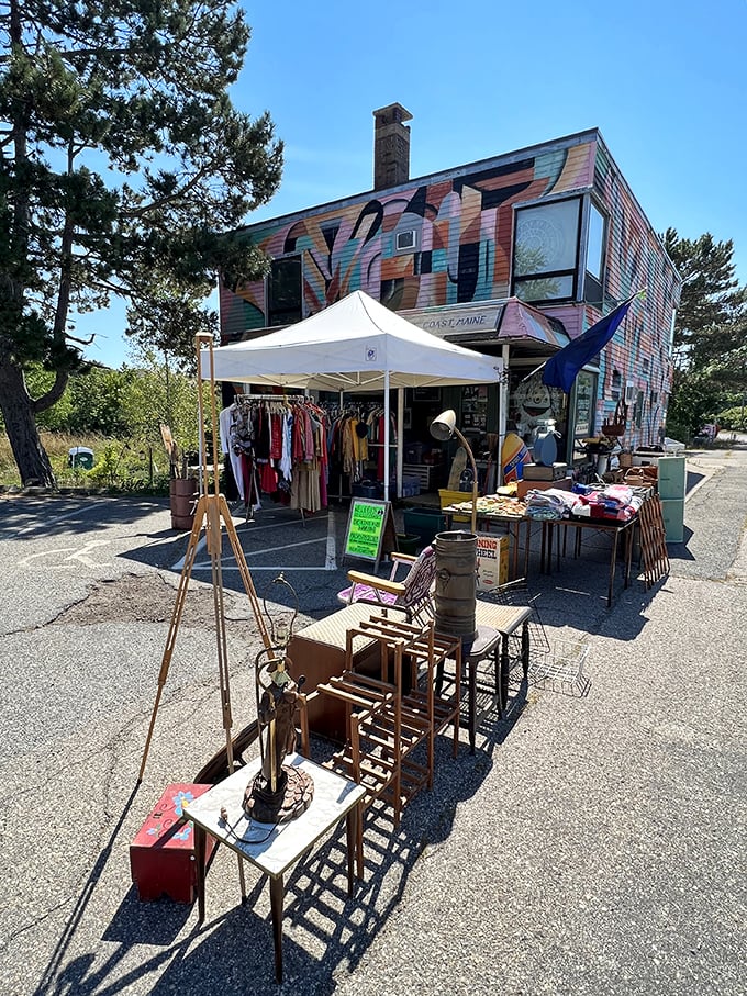 Lost Coast: Where Wes Anderson meets Maine's coolest yard sale. This mural screams "creativity lives here" louder than a lobster at a clambake.