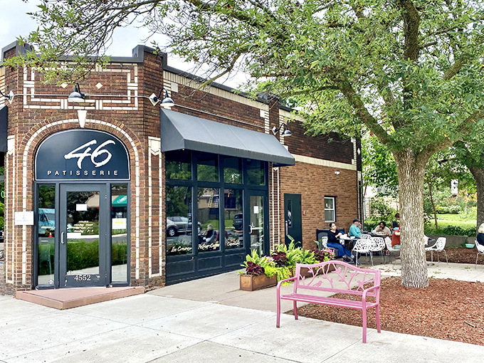 Patisserie 46's charming exterior: This quaint brick building houses more French flair than a Parisian runway. Prepare for a macaron marathon!