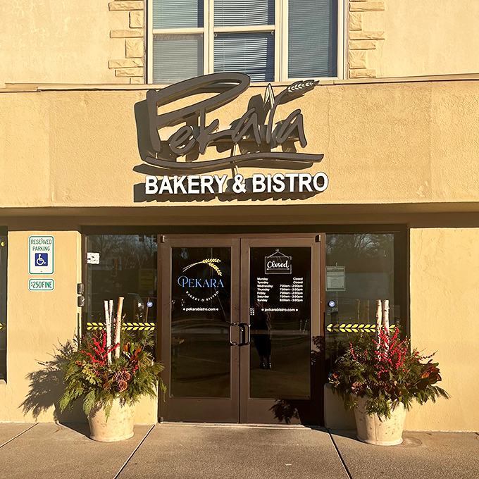 Pekara's entrance: Where European charm meets Midwestern hospitality. Step in and let your nose lead the way!